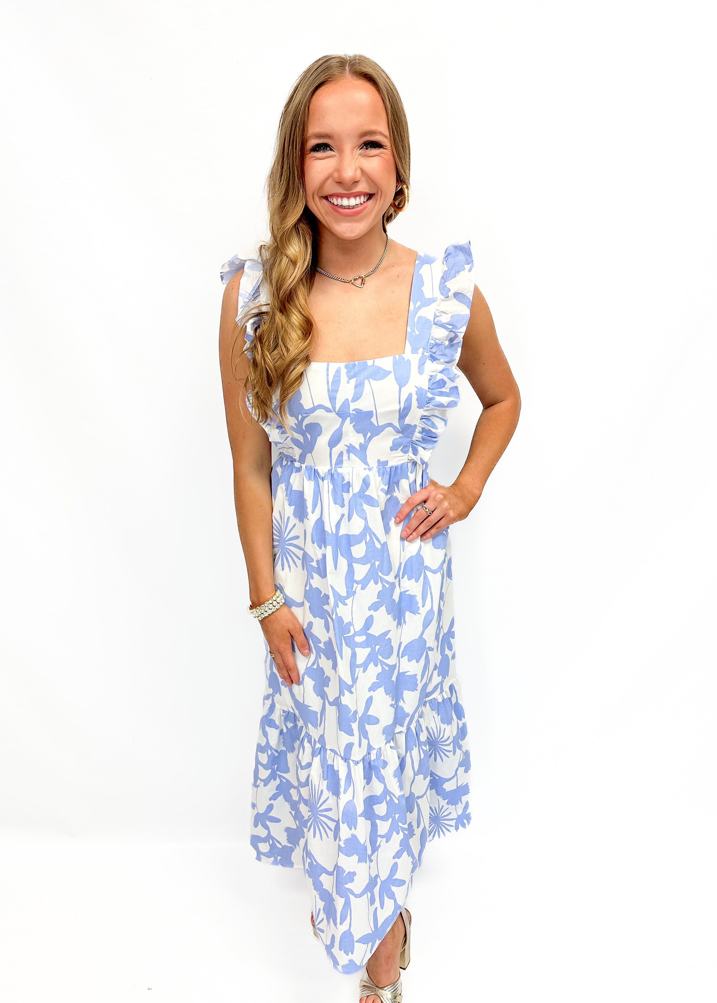 LBLOX Ruffle Midi Dress - Blue | Gabrielle's Biloxi