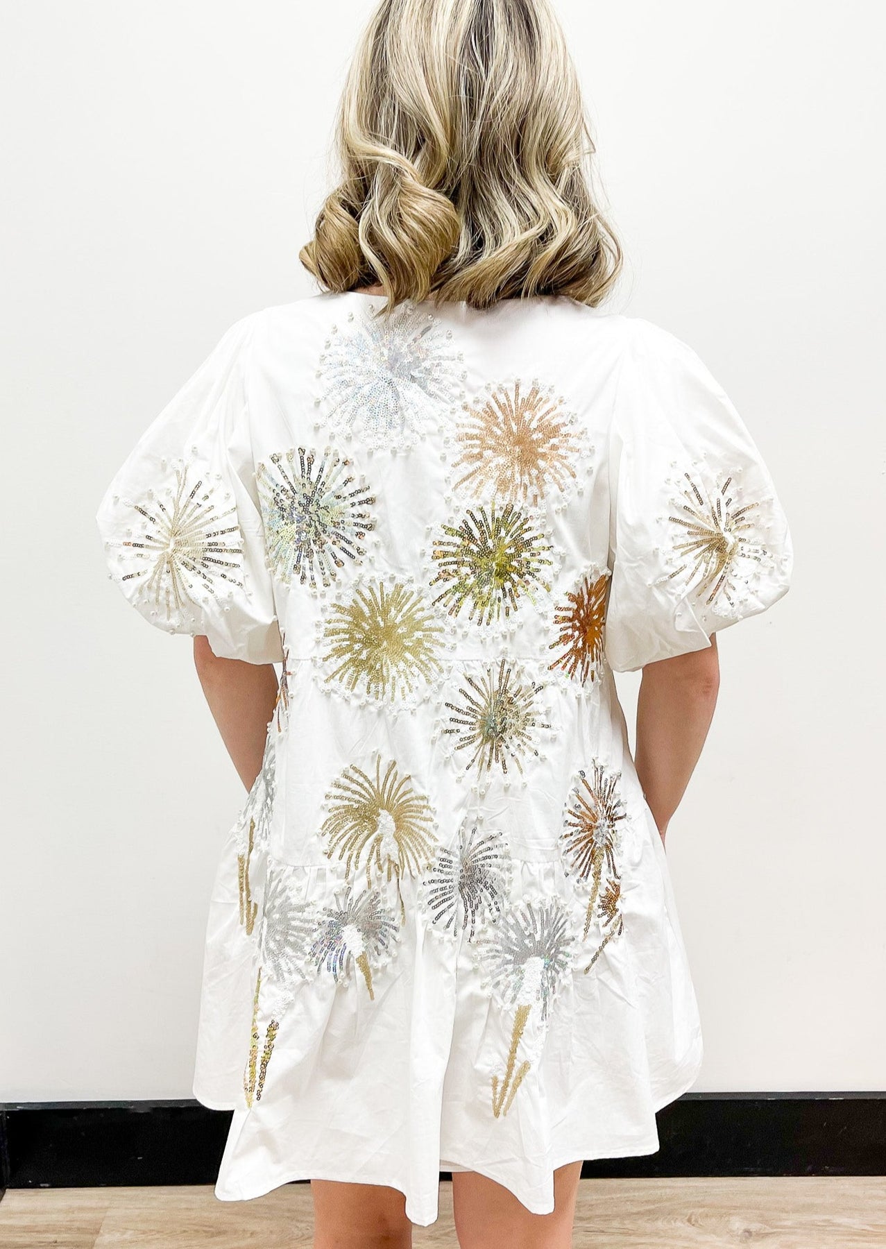 Queen of Sparkles White Firework Dress | Gabrielle's Biloxi