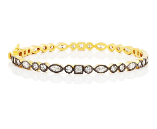 Freida Rothman Signature Mixed Shaped Hinge Bangle - Gold & Black ...