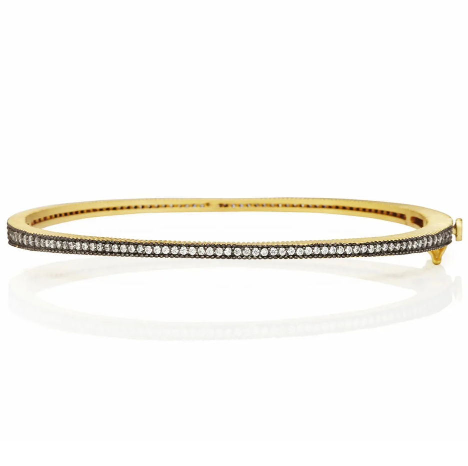 Freida Rothman The Classic Pave' Hinge Bangle - Black & Gold ...