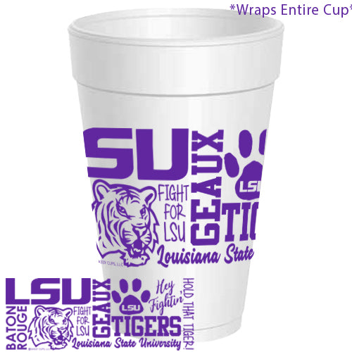 LSU Traditions Font Wrap Styrofoam Cups | Gabrielle's Biloxi